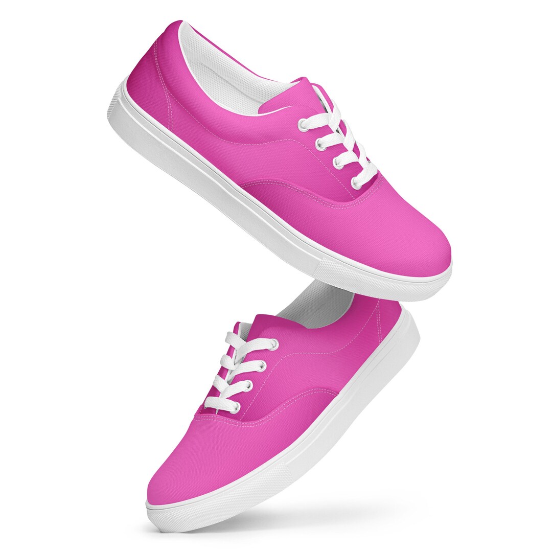 Dark Pink Lace-up Canvas Shoes for Women, Pink Canvas Shoes, Trendy ...