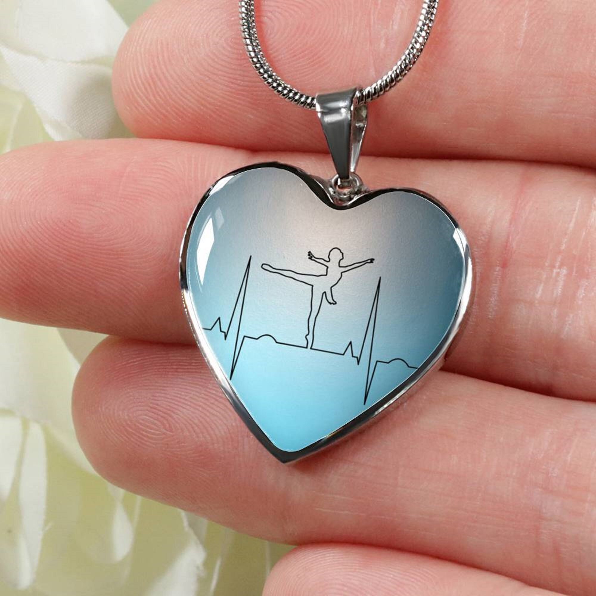 Ballerina Heart Pendant Ballerina Heartbeat Design Necklace | Etsy