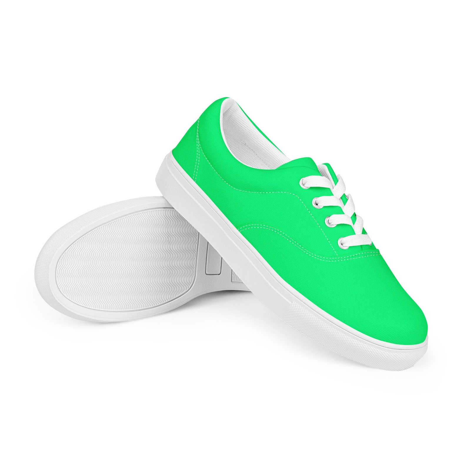 Neon Green Lace-up Canvas Shoes for Women, Trendy Casual Women's ...