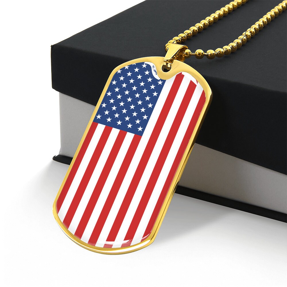 Patriotic American Flag Necklace, Dog Tag Style American Flag Jewelry ...