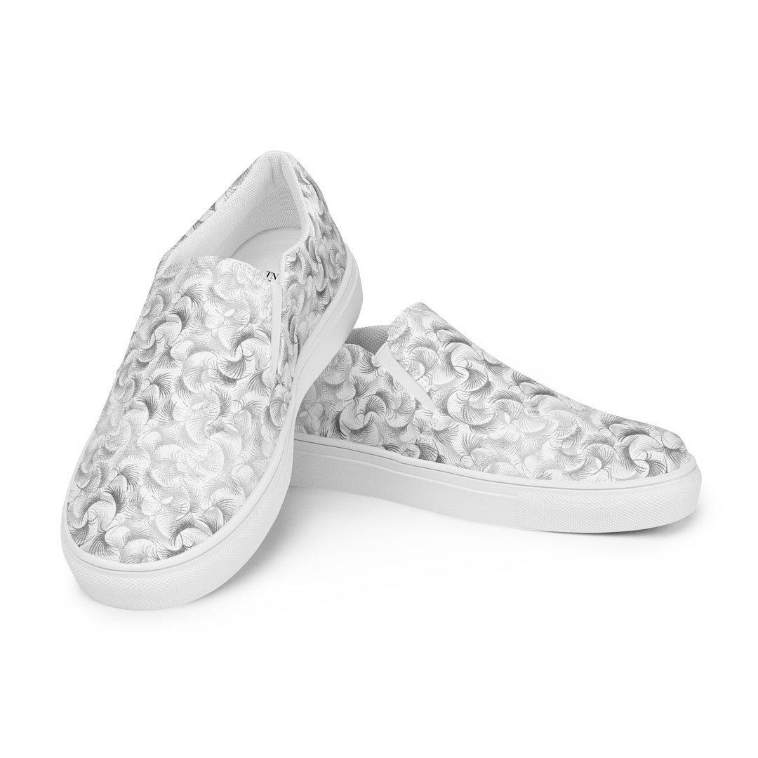 Women's Silver Print Slip-on Shoes, Everyday Fashion Shoes for Women ...