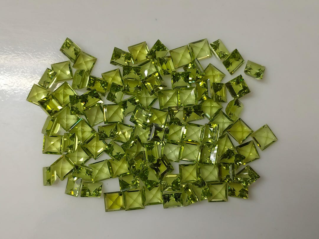 Natural Olive Green Peridot Square Step Cut: August Birthstone Gem - Etsy