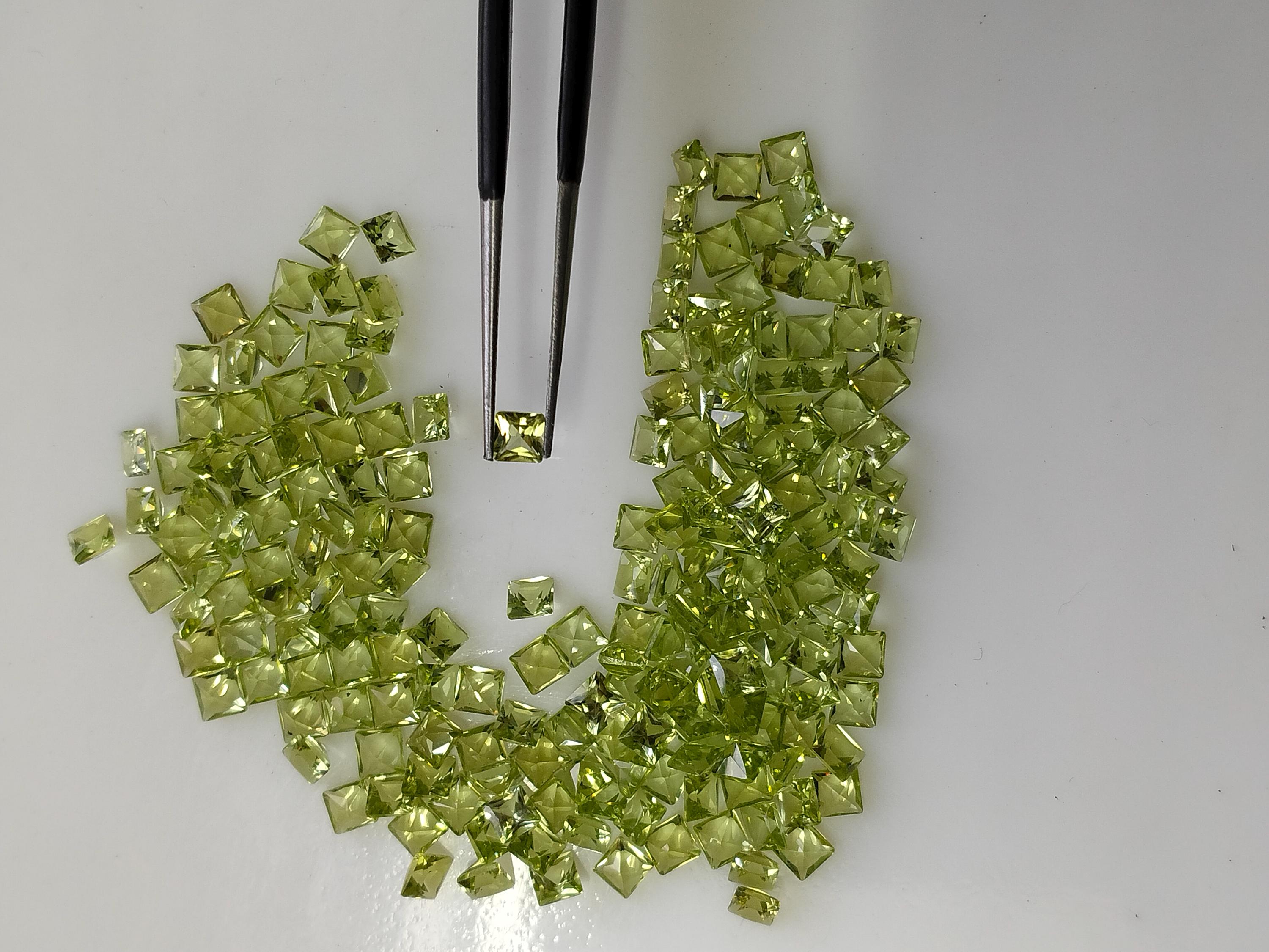 Natural Olive Green Peridot Square Princess Cut: August Birthstone Gem ...