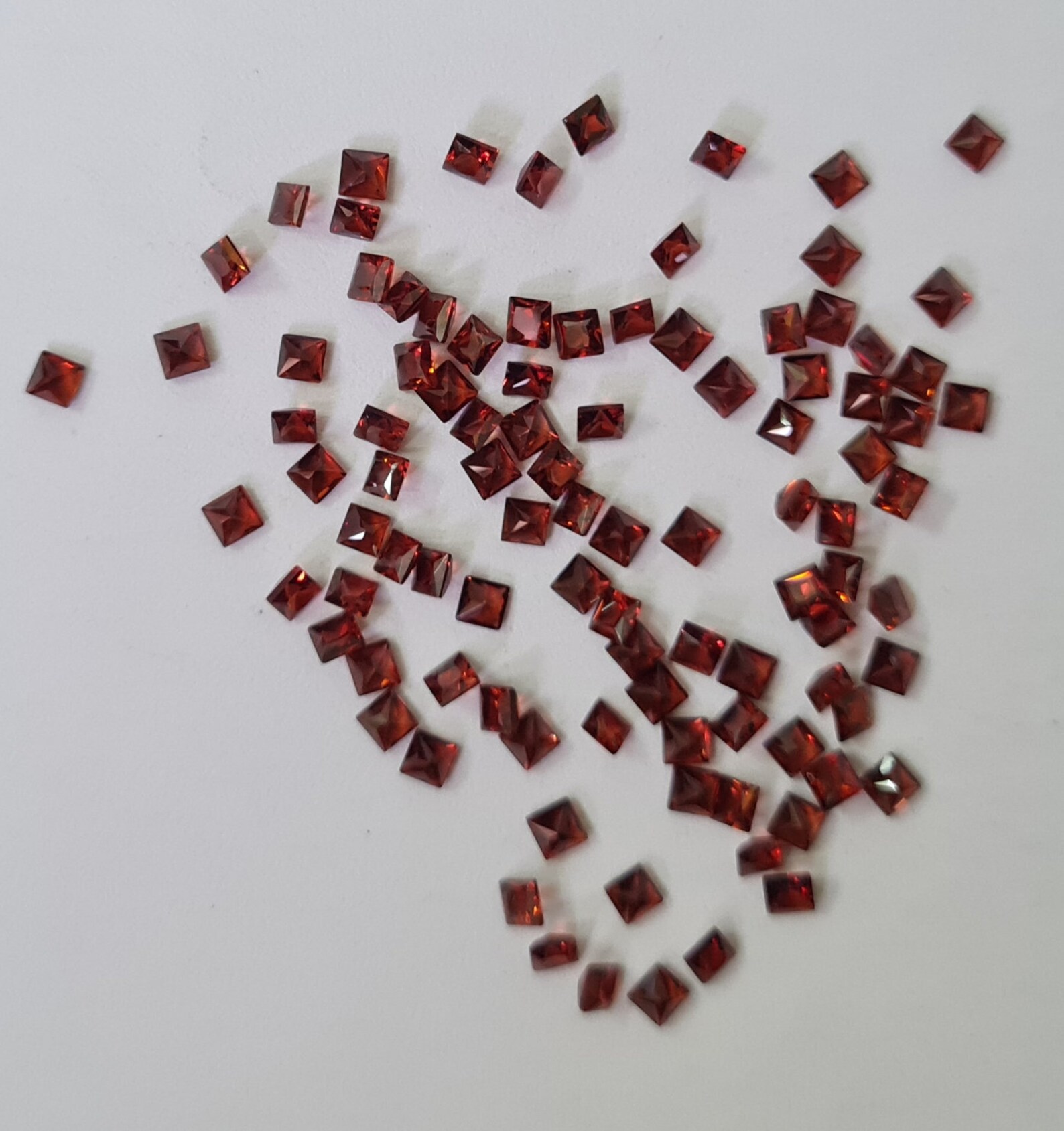 Natural Red Garnet Square Princess Cut 1.5mm1.75mm2mm2.25mm2.5.mm2 ...