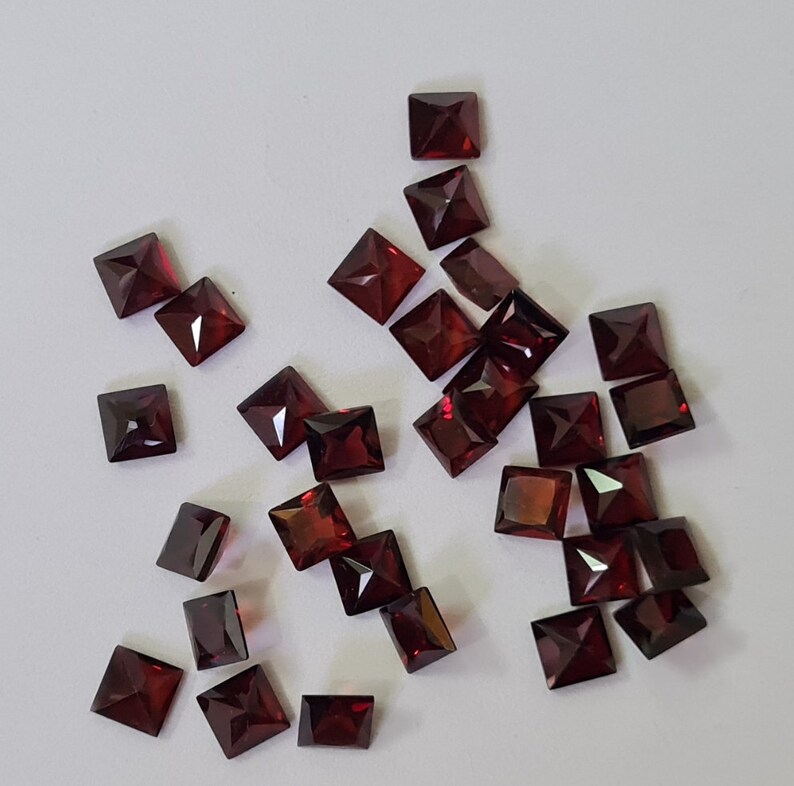 Natural Red Garnet Square Princess Cut 1.5mm1.75mm2mm2.25mm2.5.mm2 ...