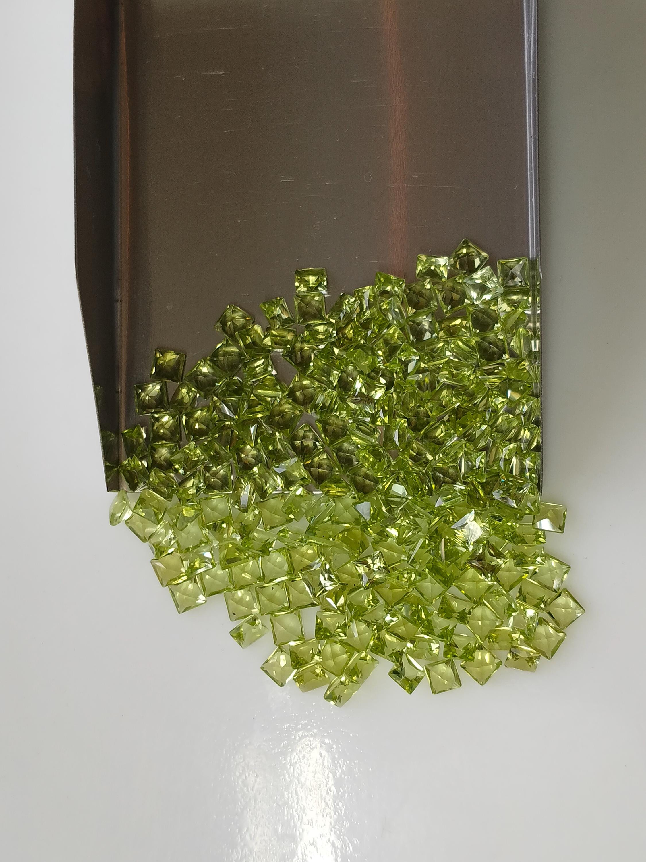Natural Olive Green Peridot Square Princess Cut: August Birthstone Gem ...