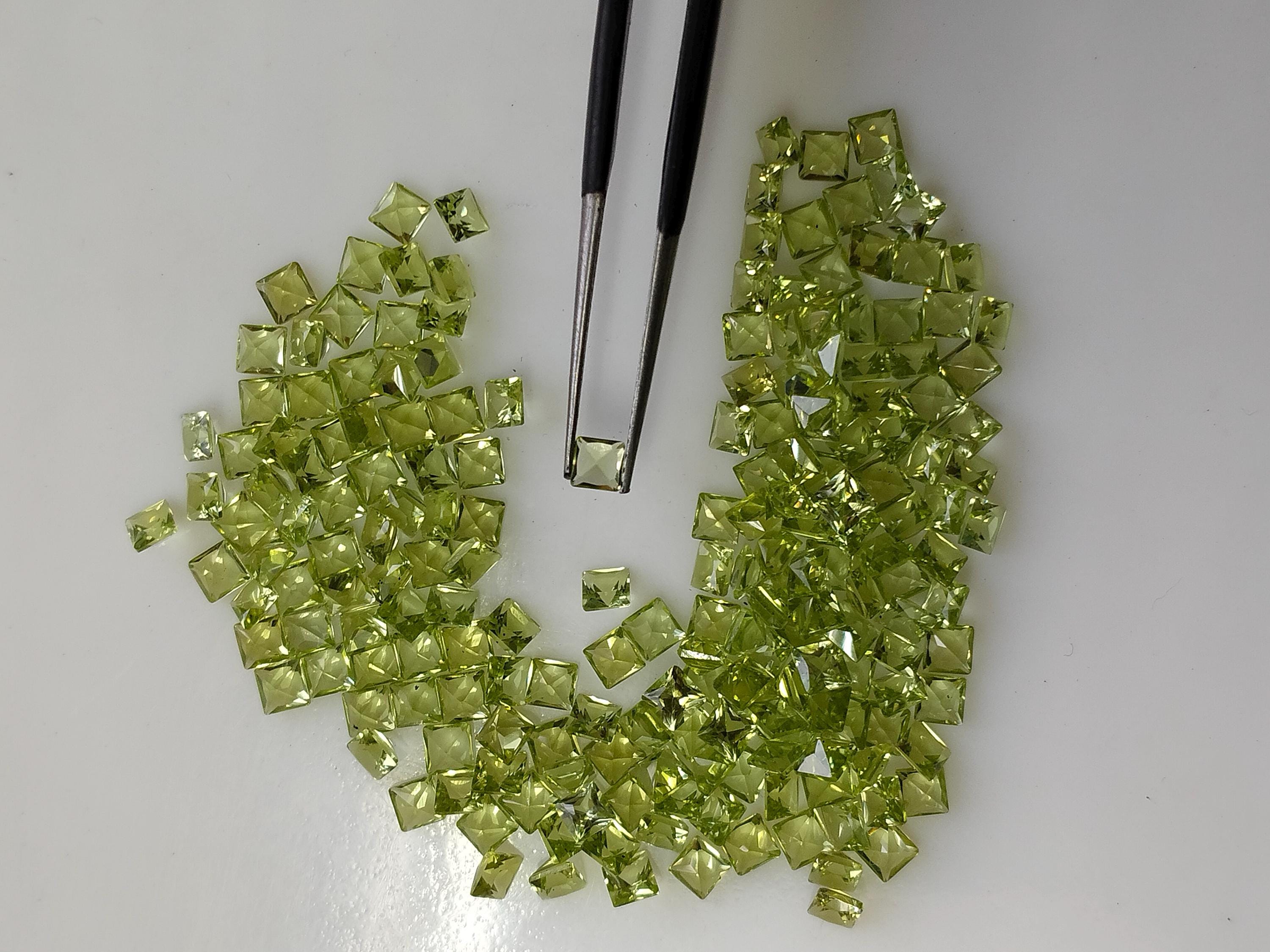 Natural Olive Green Peridot Square Princess Cut: August Birthstone Gem ...