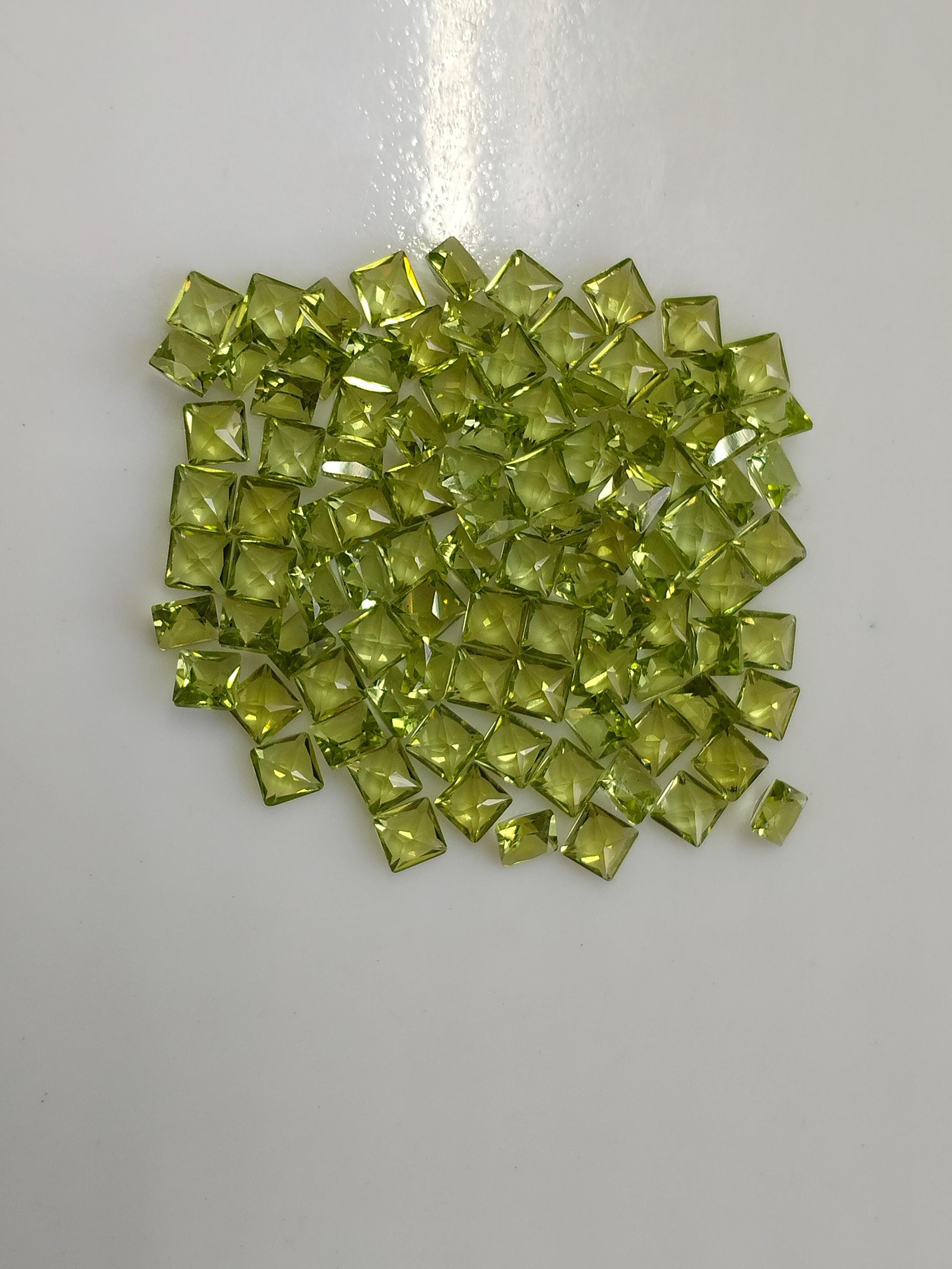 Natural Olive Green Peridot Square Princess Cut: August Birthstone Gem ...