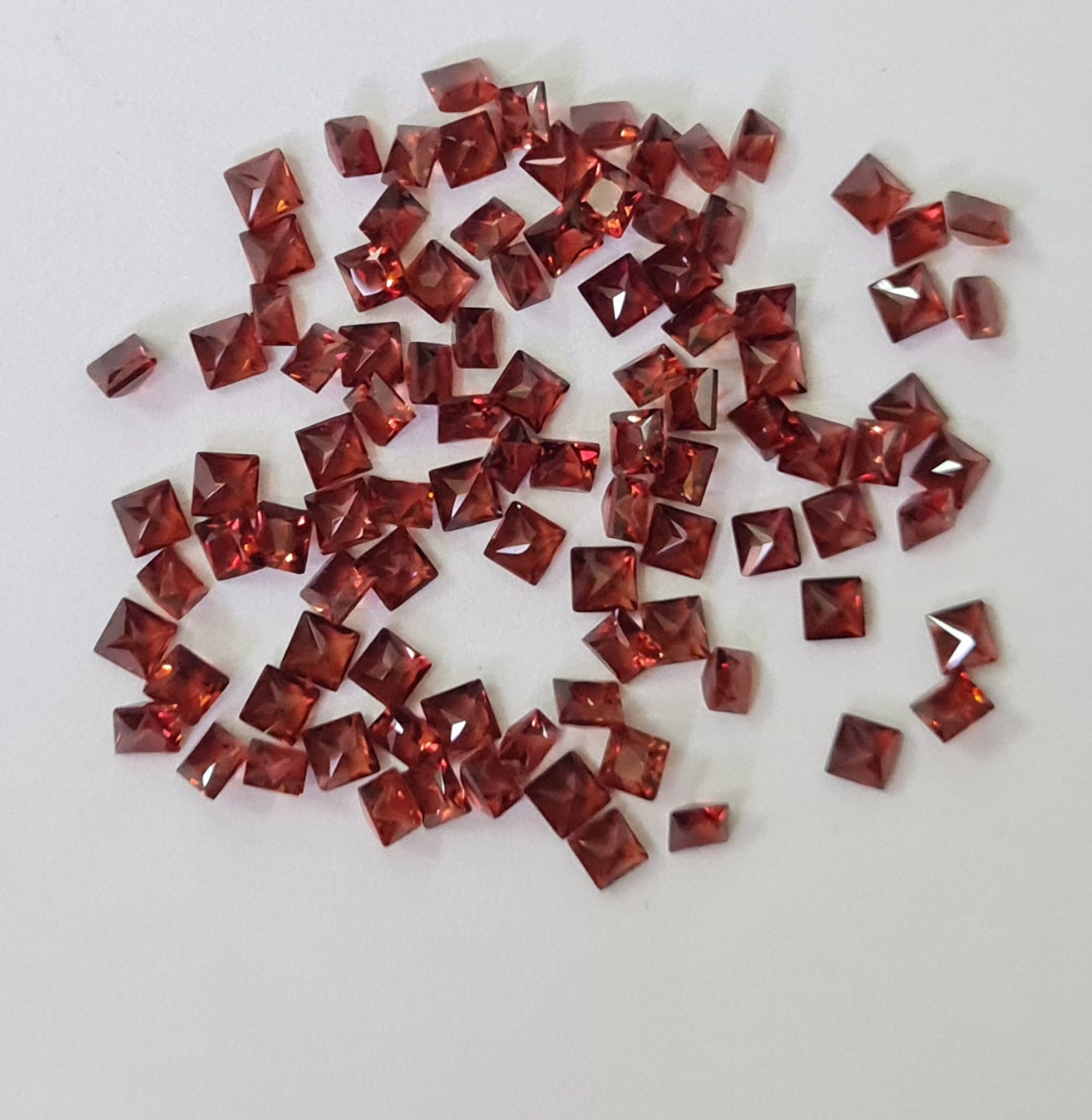 Natural Red Garnet Square Princess Cut 1.5mm1.75mm2mm2.25mm2.5.mm2 ...