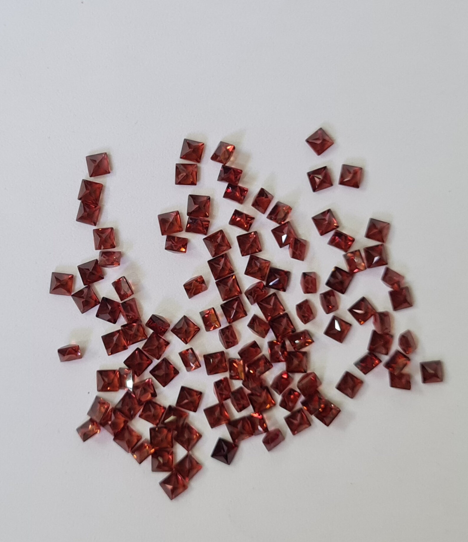 Natural Red Garnet Square Princess Cut 1.5mm1.75mm2mm2.25mm2.5.mm2 ...
