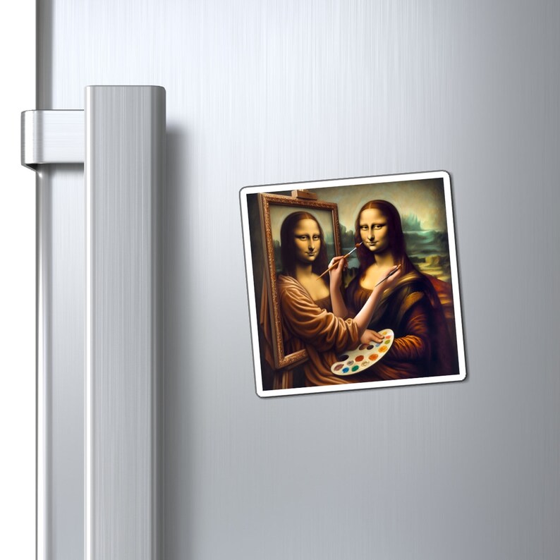 Aesthetic Mona Lisa Painting Herself Surrealistic Magnets - Etsy