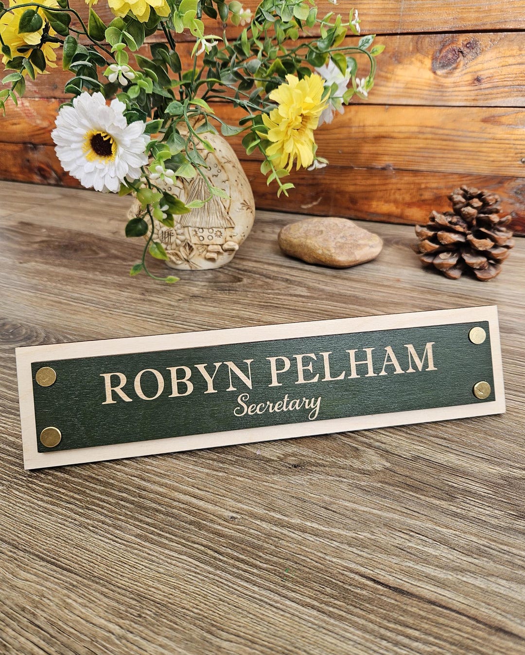 Custom Office Decor Desk Name Plate Personalized Gifts Wooden Name ...