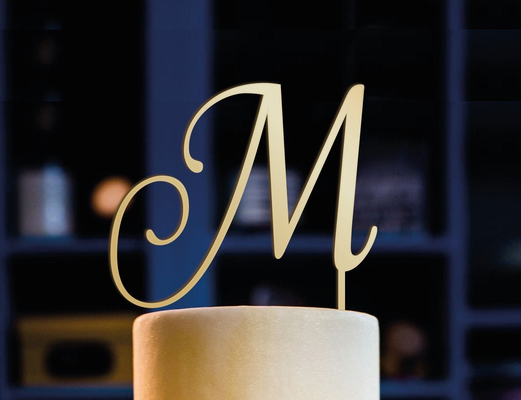 Letra m pastel de boda toppers Toppers Pastel inicial rústico | Etsy