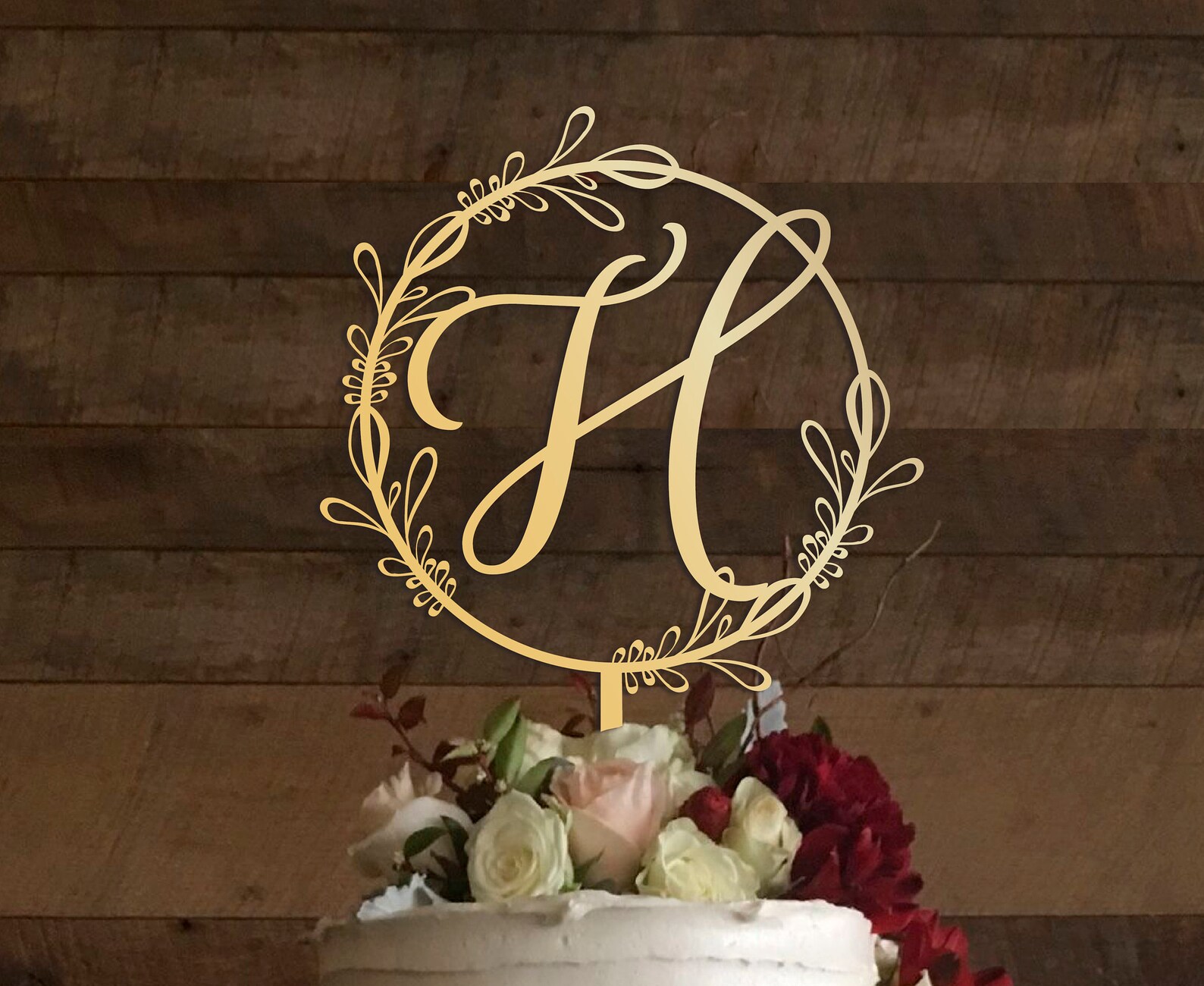 H Cake Topper, Wedding Cake Topper, Cake Toppers for Wedding, Rustic ...