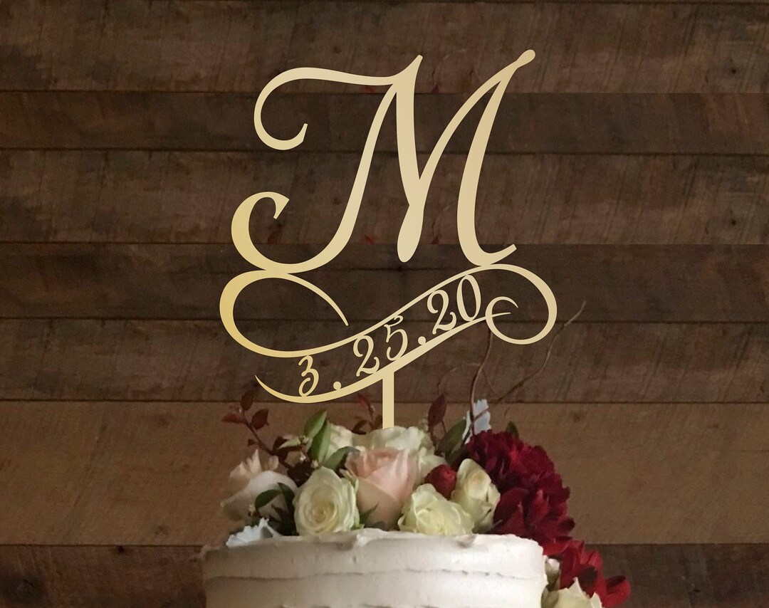 M Cake Topper, Wedding Cake Toppers, Cake Toppers for Wedding, Rustic ...