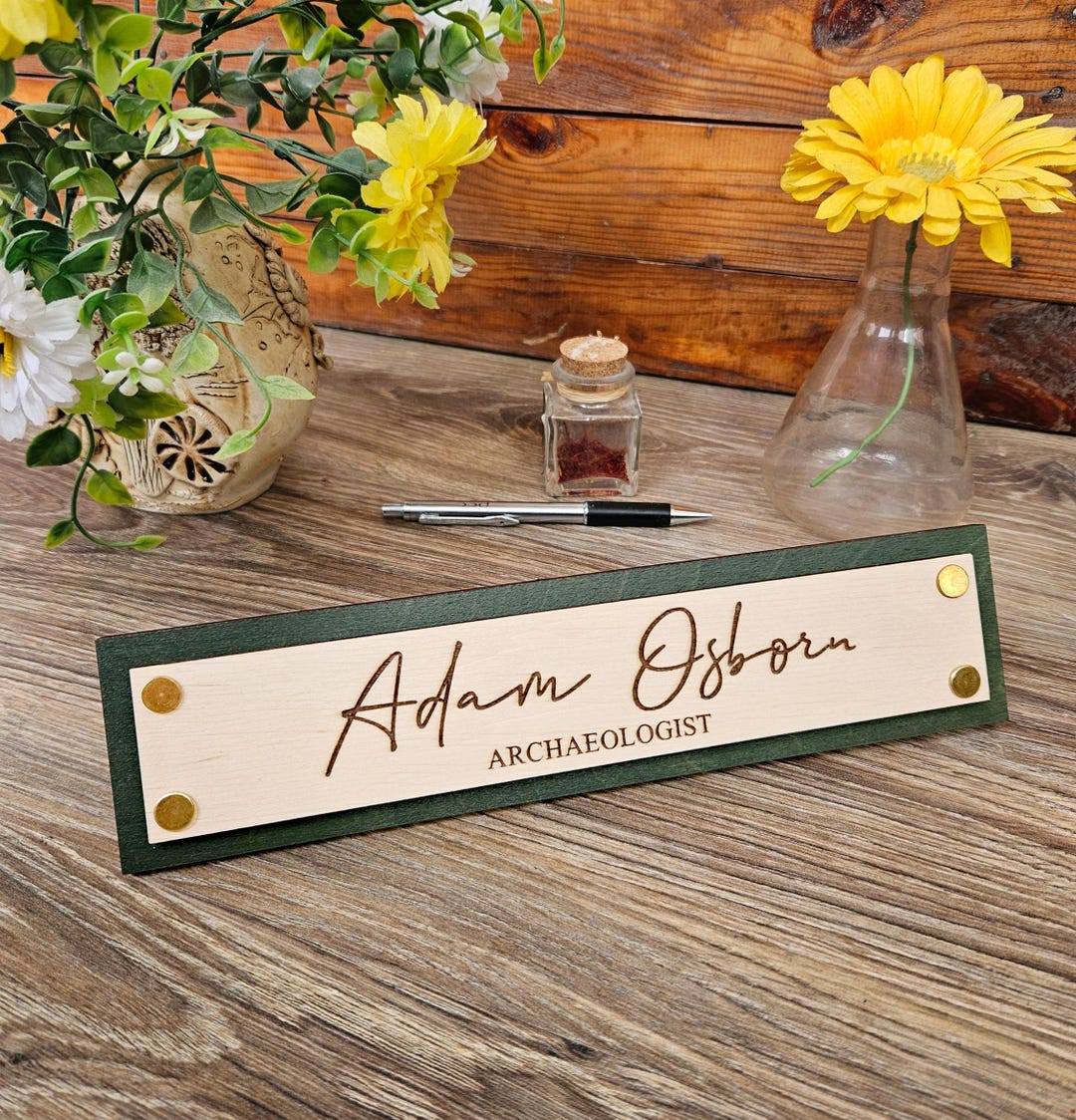 Custom Office Decor Desk Name Plate Personalized Gifts Wooden Name ...