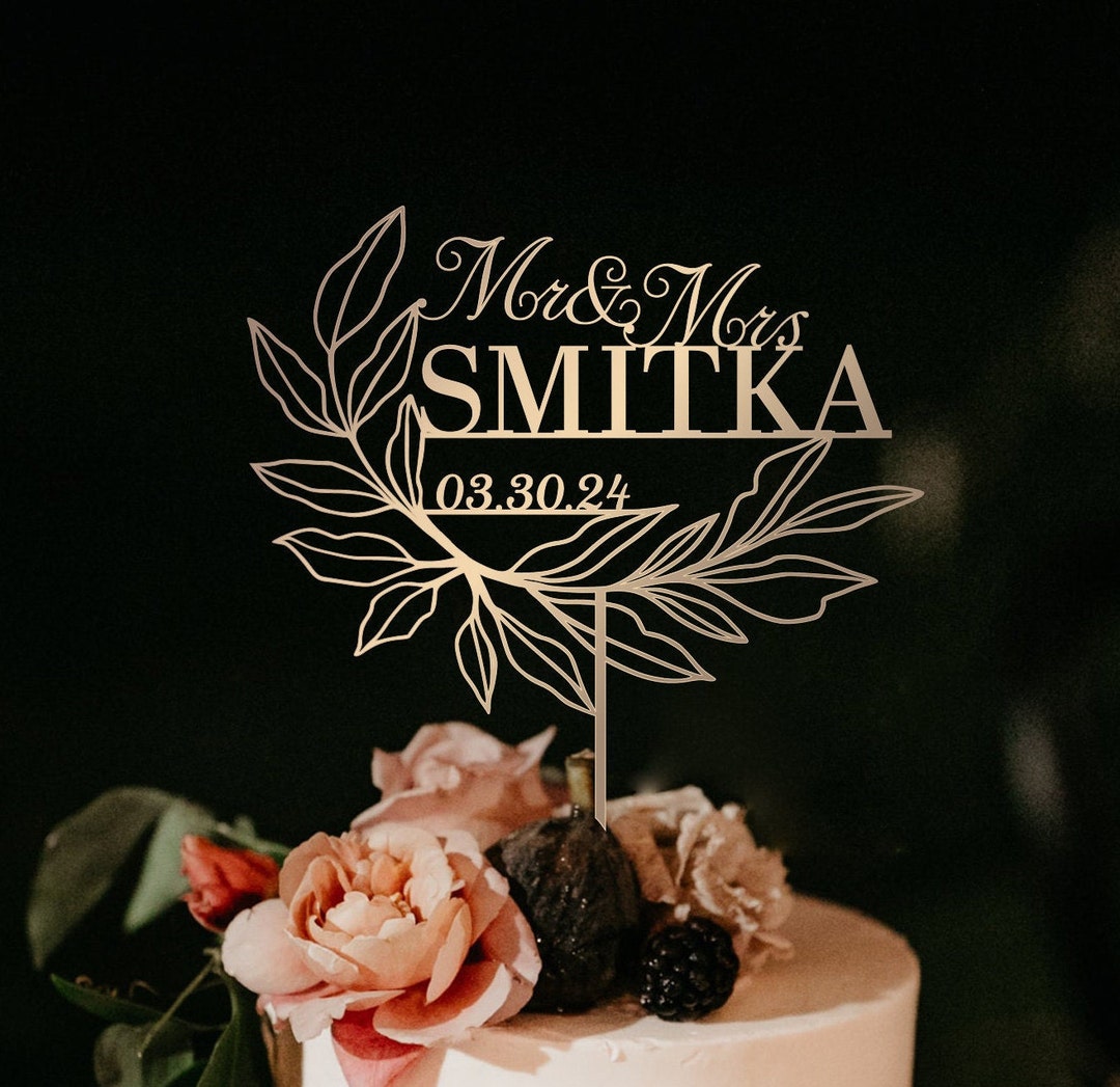 Wedding Cake Topper Personalised Mr and Mrs Calligraphy Personalized ...