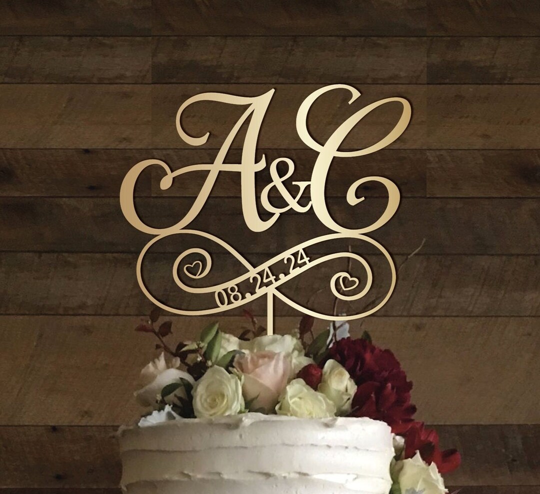 Rustic Wedding Cake Topper Custom Script Cake Toppers for Wedding ...