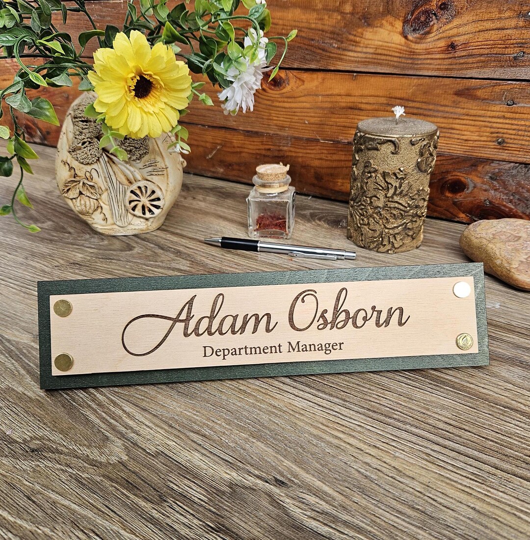 Custom Office Decor Desk Name Plate Personalized Gifts Wooden Name ...
