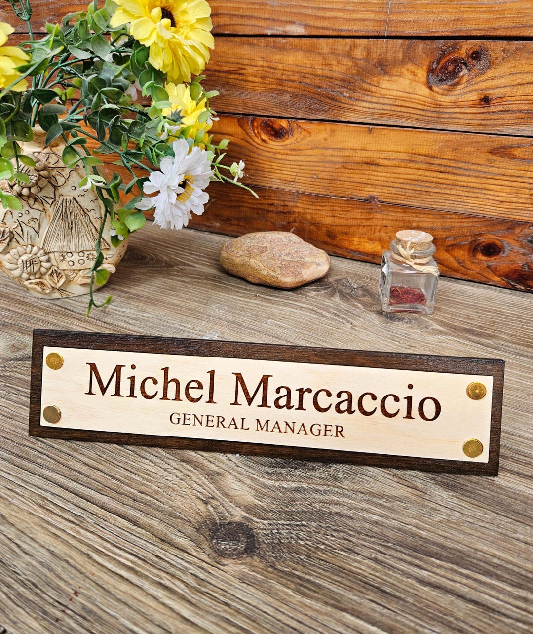 Custom Office Decor Desk Name Plate Personalized Gifts Wooden Name ...
