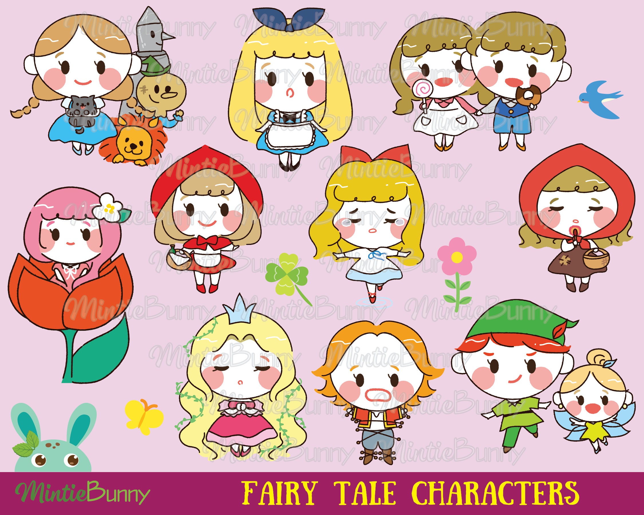 Fairy Tale Clipart Hand Drawn Princess Clipart | Etsy