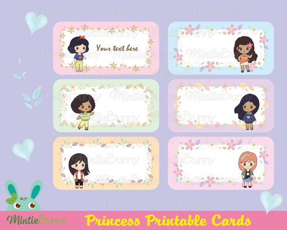 Princess Printable Card Printable Card Book Label Sticker - Etsy
