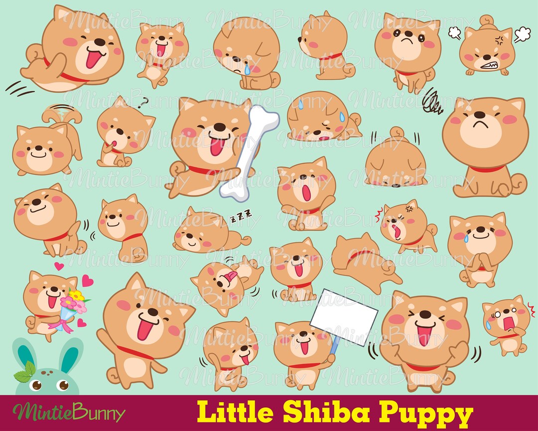 Shiba Inu Clipart - Dog Puppy Clipart - Cute Animal - Hand Drawn ...