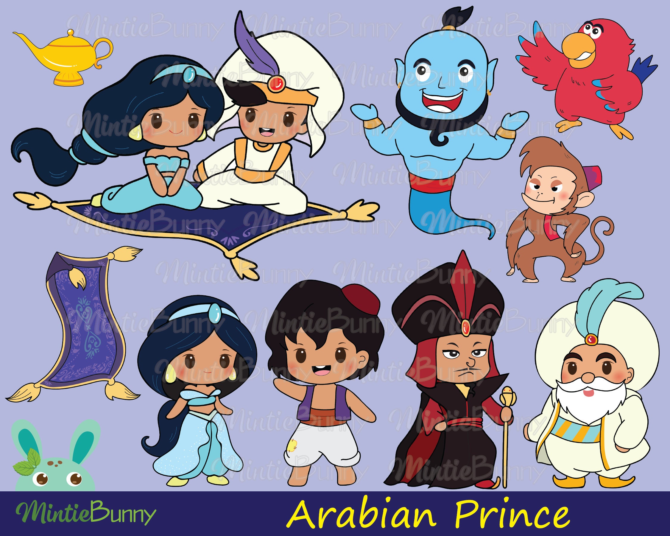 Arabian Clipart - Magic King Sultan Clipart, Princess - Chibi Clipart ...