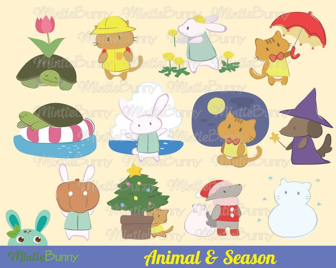 Animal Season Clipart - Animal Clipart - Season Clipart - Hand Drawn ...