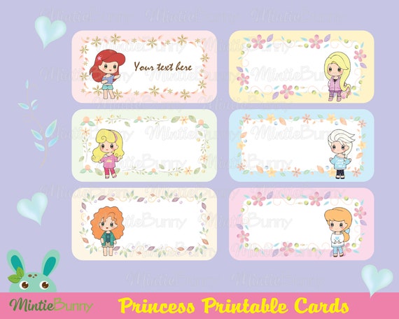 Princess Printable Card Printable Card Book labels | Etsy