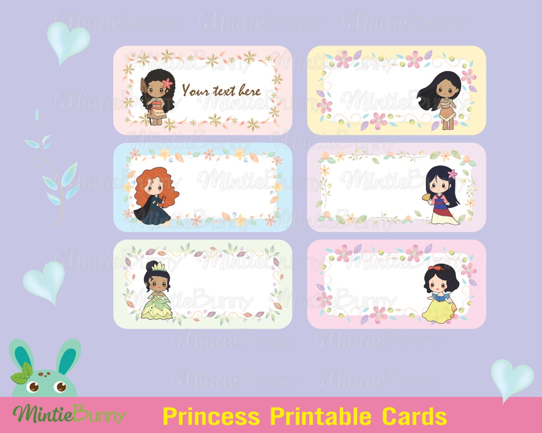 Princess Printable Card - Printable Card - Book Label Sticker Kids ...