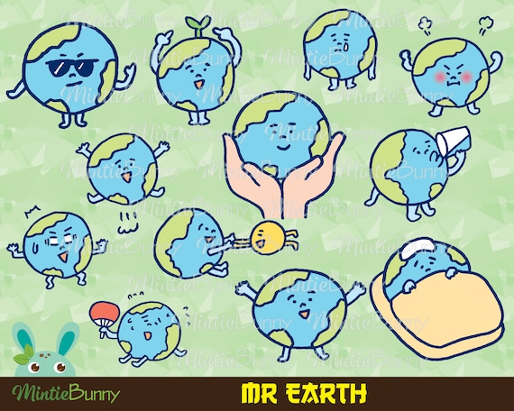 Earth Clipart Chibi Earth Clipart Descarga instantánea - Etsy España