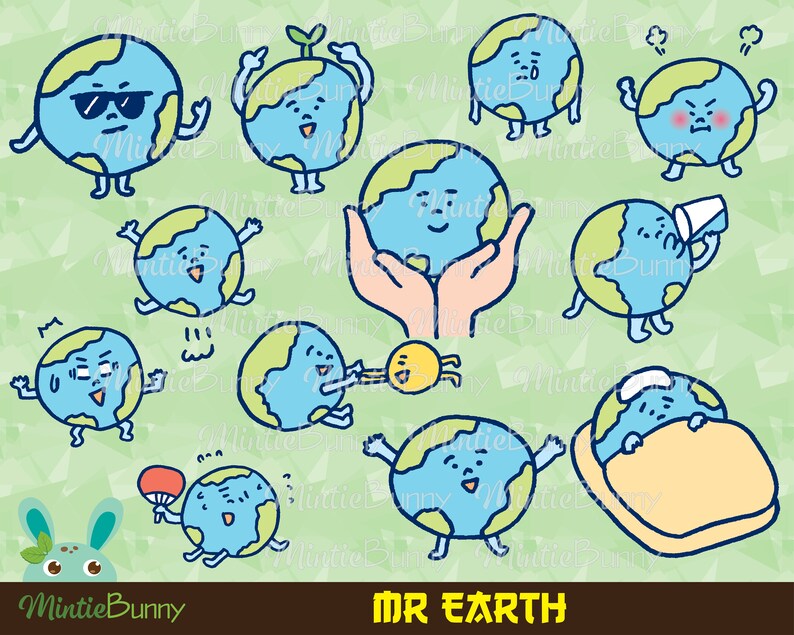 Earth Clipart Chibi Earth Clipart Instant Download - Etsy