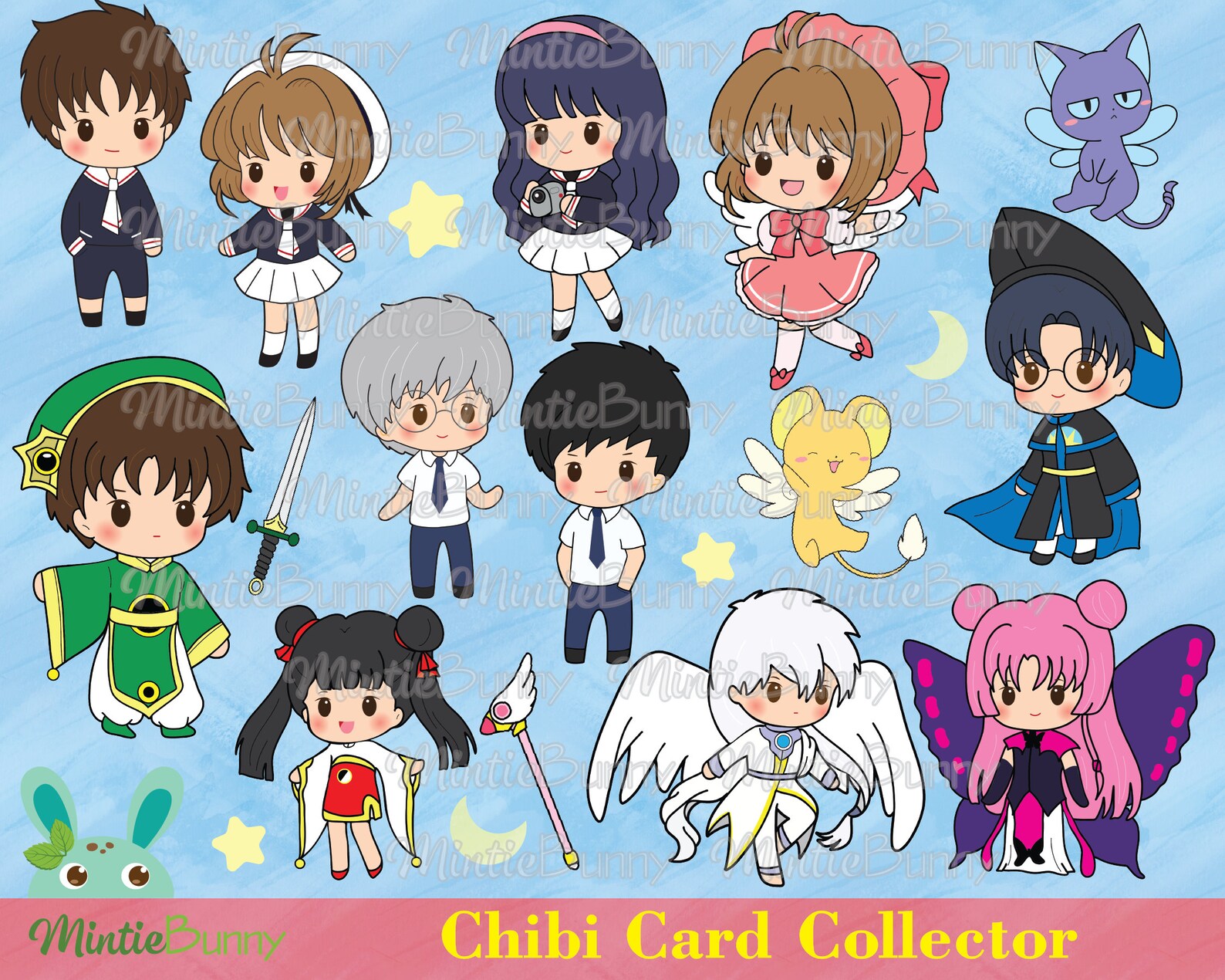 Sakura Inspired Clipart - Super Hero Manga Anime Clipart - Hand Drawn ...