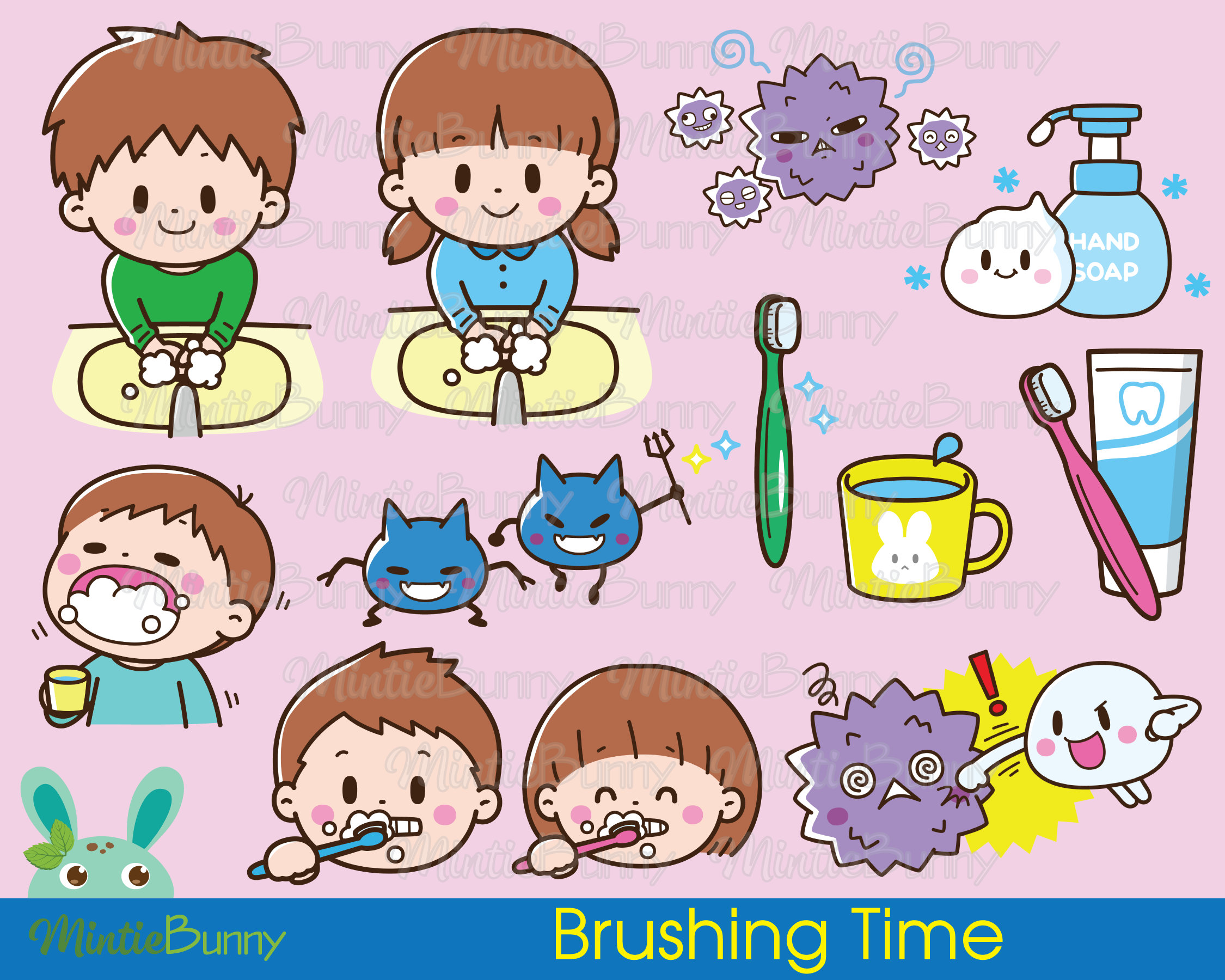Brushing Clipart Wash Hand Clipart Teeth Clipart Virus - Etsy Ireland