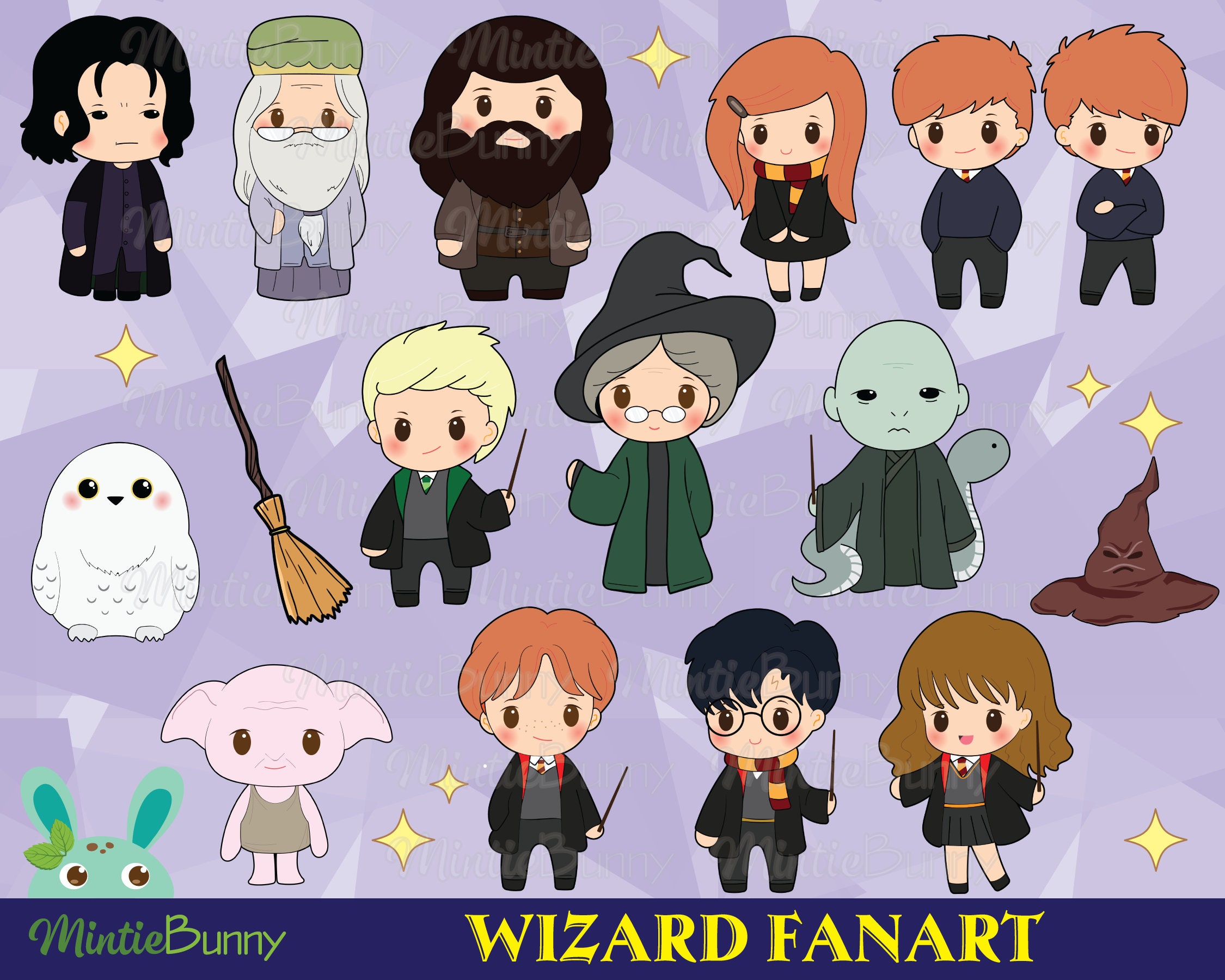Cute Witch Clip Art Witch and Wizard Clipart Magic Story Craft Supplies ...