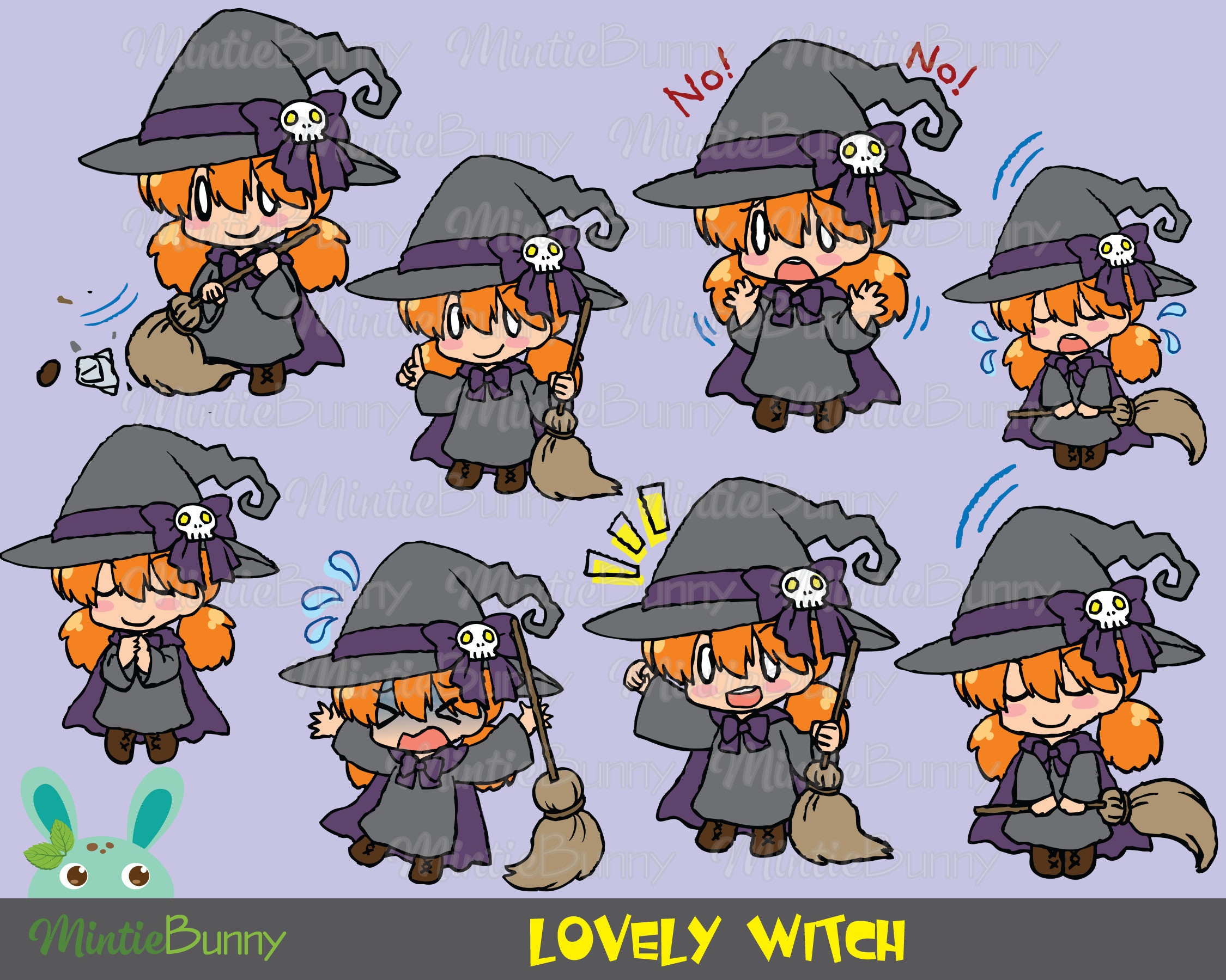 Cute Witch Clip Art Witch and Wizard Clipart Magic Story Craft Supplies ...