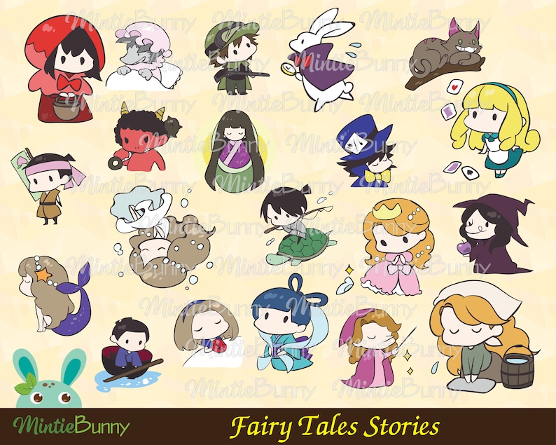 Fairy Tale Clipart Little Mermaid Alice in wonderland | Etsy