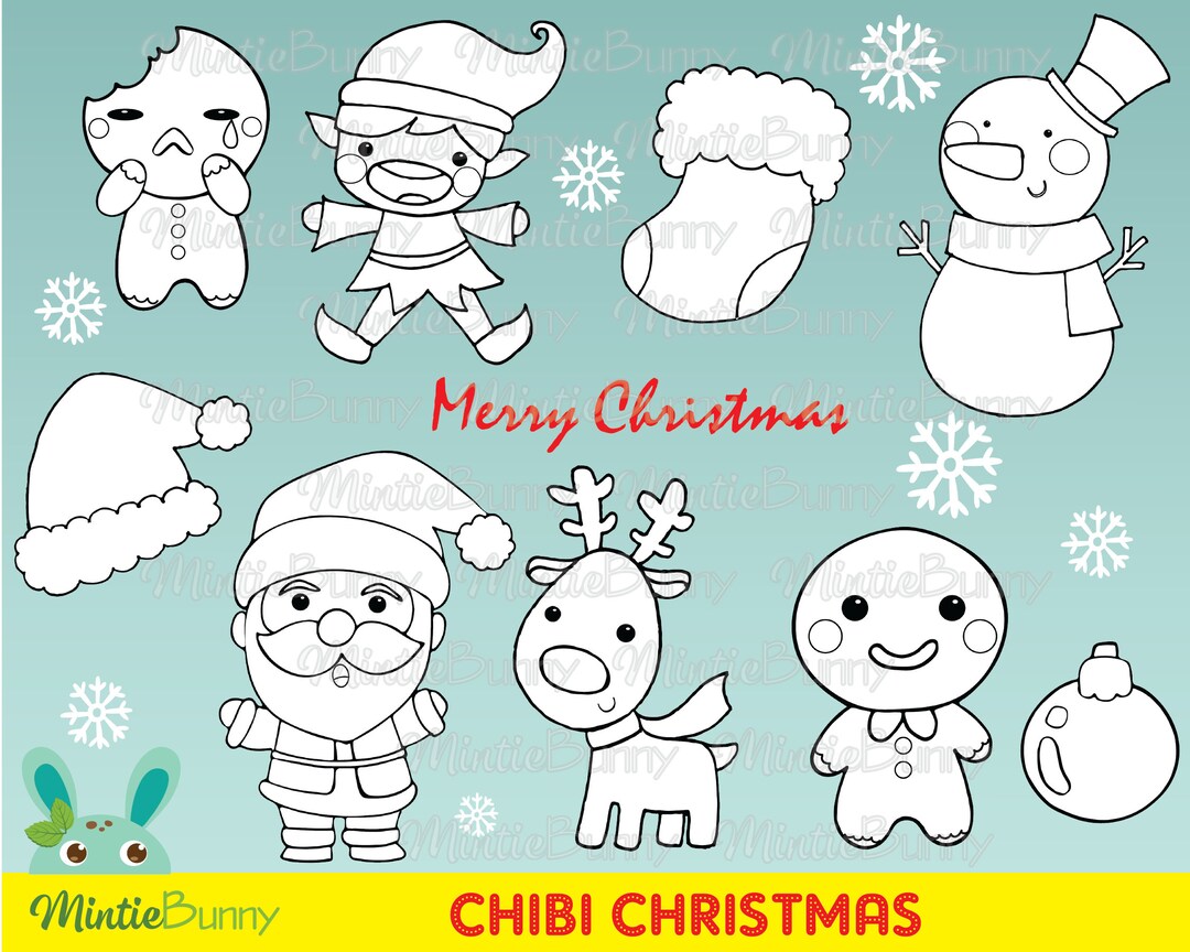 Christmas Stamp - Christmas Coloring Page - Christmas Digital Stamp ...