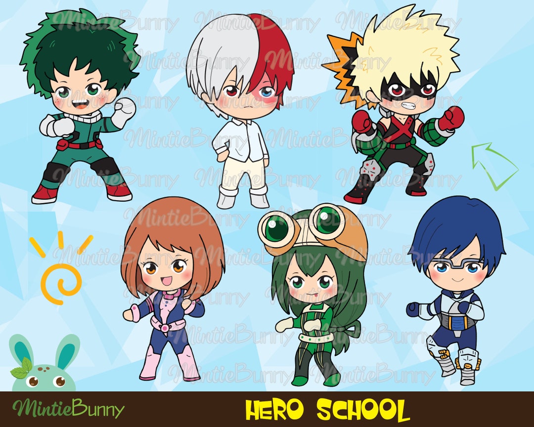 Hero School Clipart - Super Hero Clipart - Hand Drawn - Chibi Clipart ...