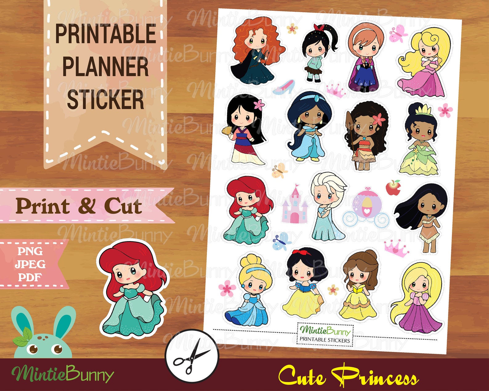 Princess Printable Sticker Printable Planner Stickets Book - Etsy Canada