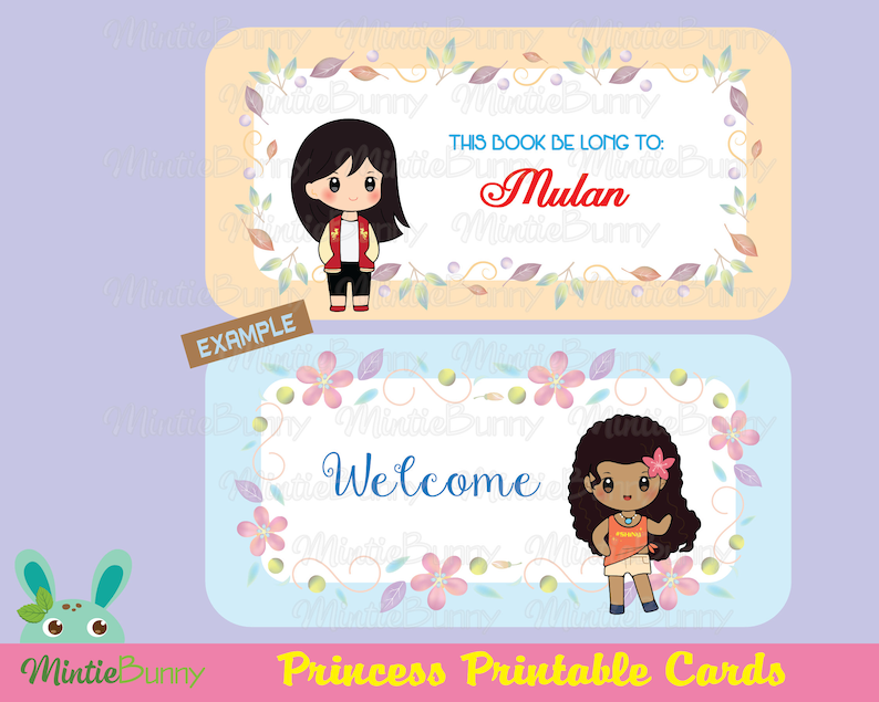 Princess Printable Card Printable Card Book Label Sticker | Etsy