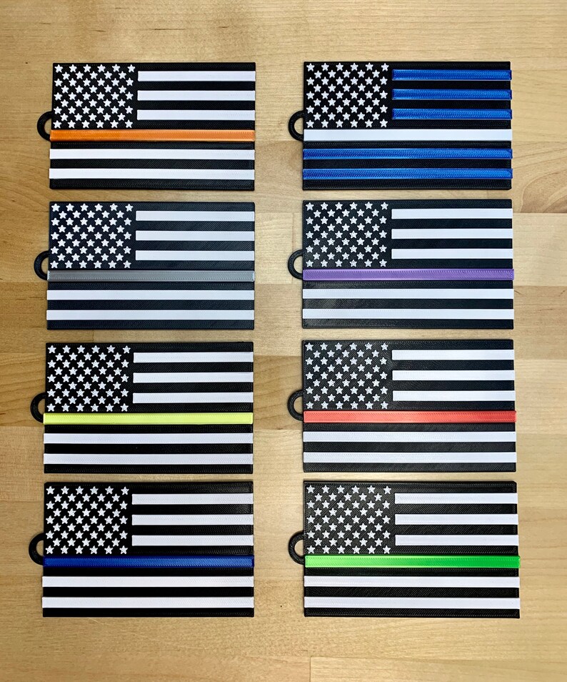 Thin Red Line American Flag, Firefighters Thin Red Line Bag Tag, 3D ...