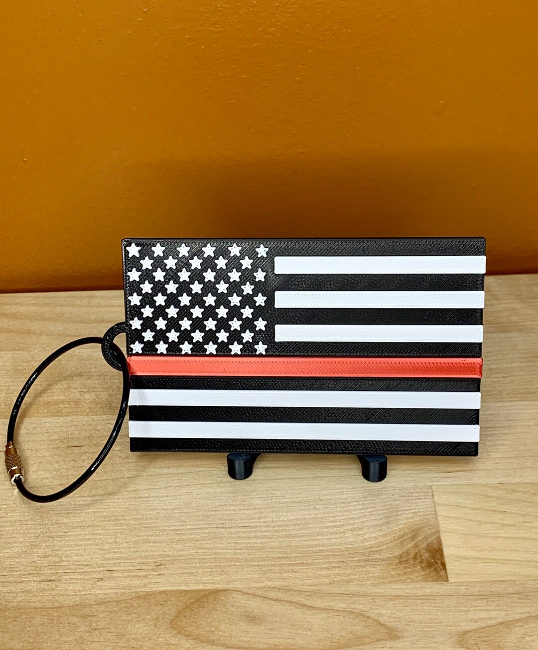 Thin Red Line American Flag, Firefighters Thin Red Line Bag Tag, 3D ...