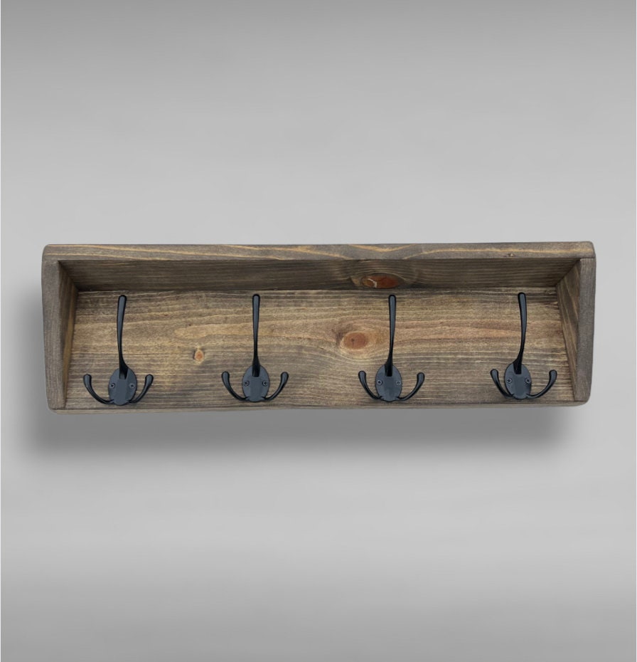 Handmade Coat Rack With Shelf: Entryway Organizer, Metal Hooks - Etsy