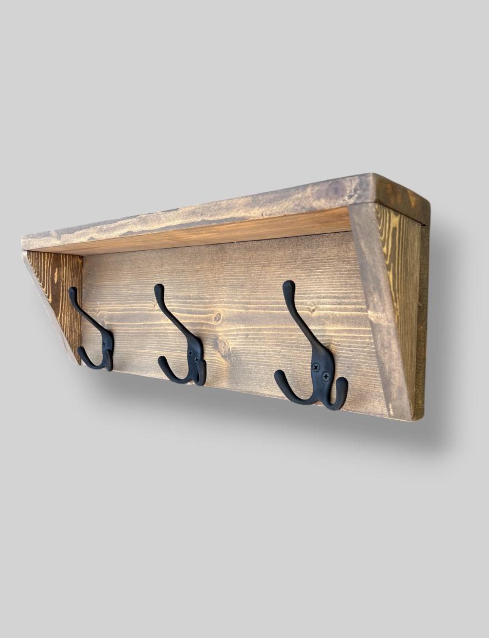 Handmade Coat Rack With Shelf: Entryway Organizer, Metal Hooks - Etsy