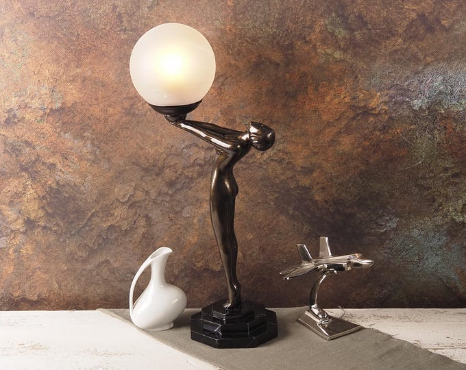 Elegant Art Deco Statue Table Lamp - Metropolis-inspired Lighting ...