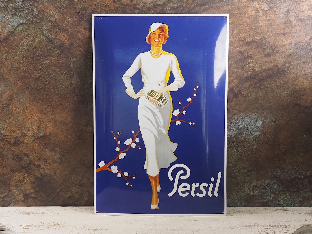 Rare 1980s Vintage Persil Enamel Advertising Sign - Unused 60x40cm ...