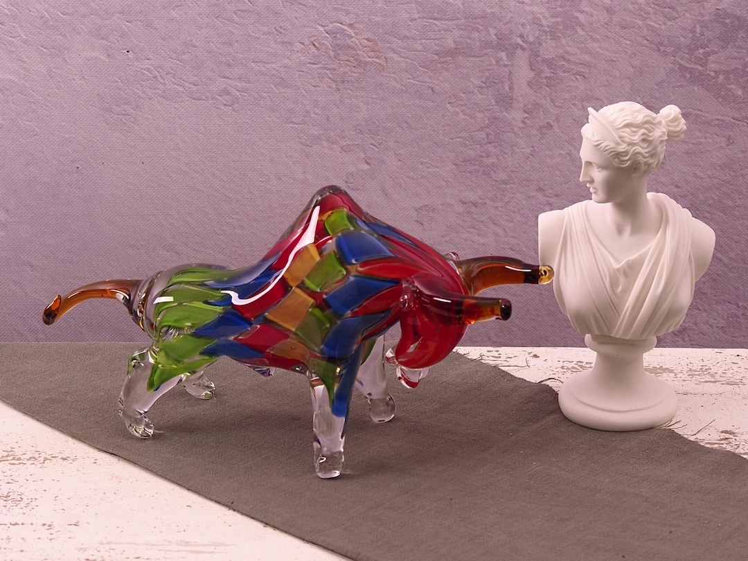 Vintage Murano Hand-blown Glass Bull Sculpture: Italian Art Collectible ...