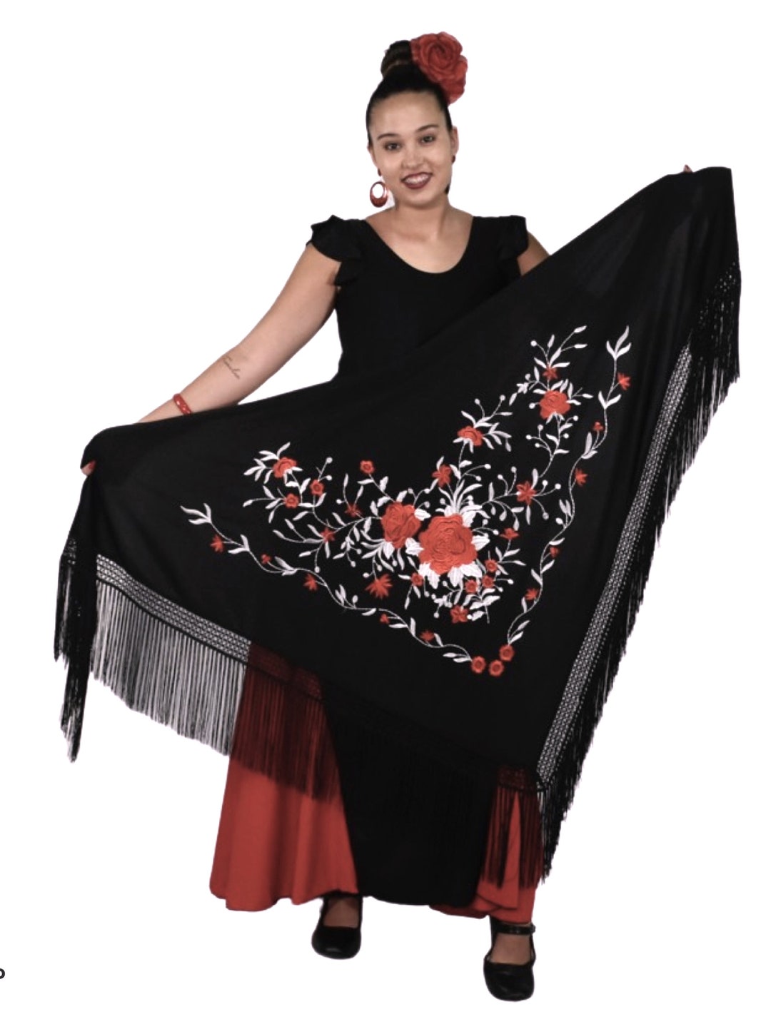 Spanish Manila Shawl for Flamenco Dance Triangular Black - Etsy